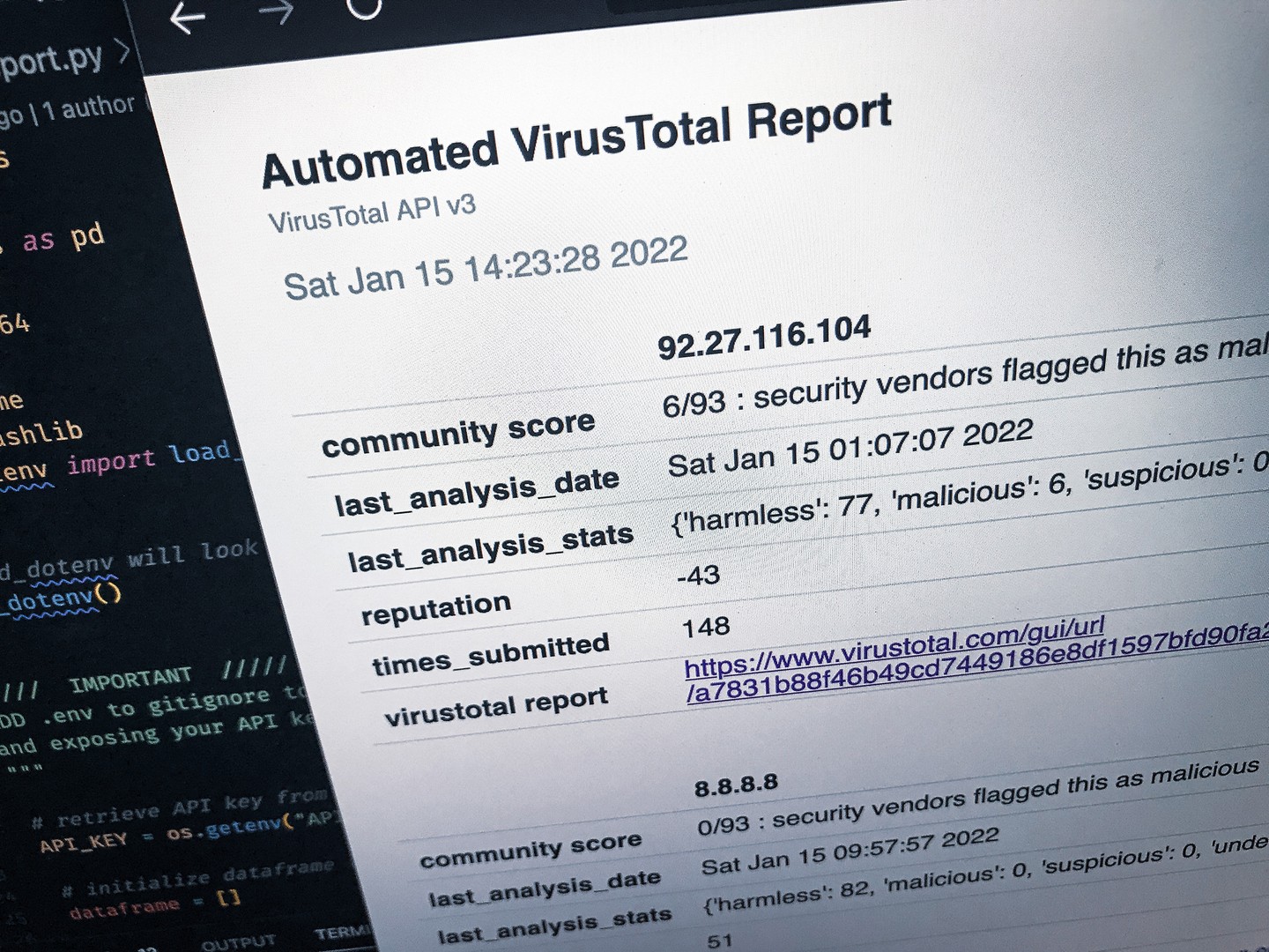 Security Automation with Python — IP address and URL analysis via ...